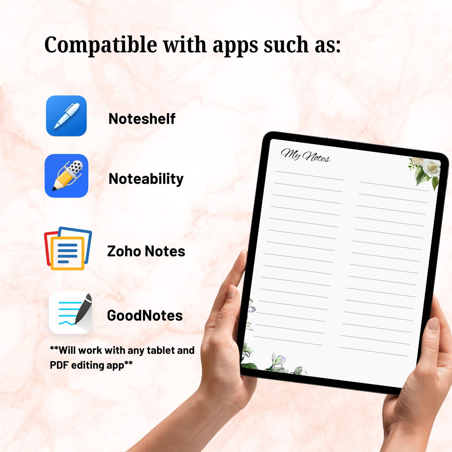 Floral Note Pages, My Notes Printable, Todo List Template, Printable ...