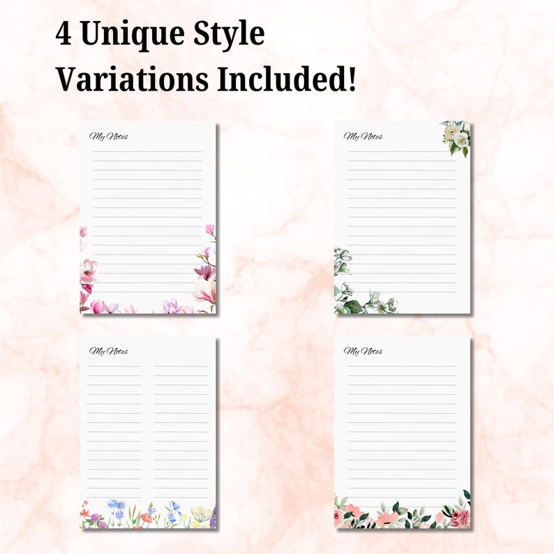 Floral Note Pages, My Notes Printable, Todo List Template, Printable ...