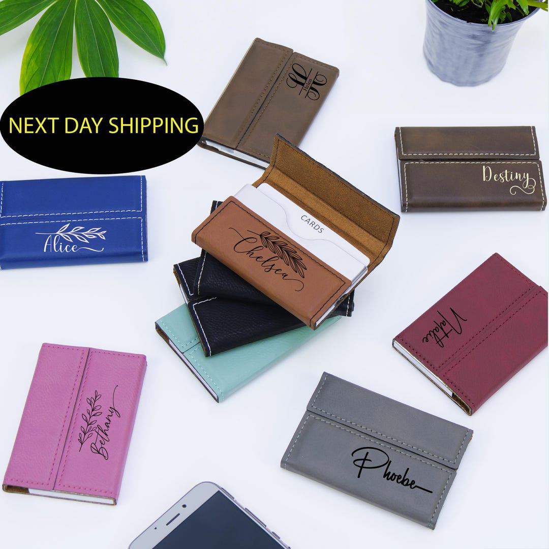 Personalized Business Card Case Words Only | Coworker Gift for Him ...