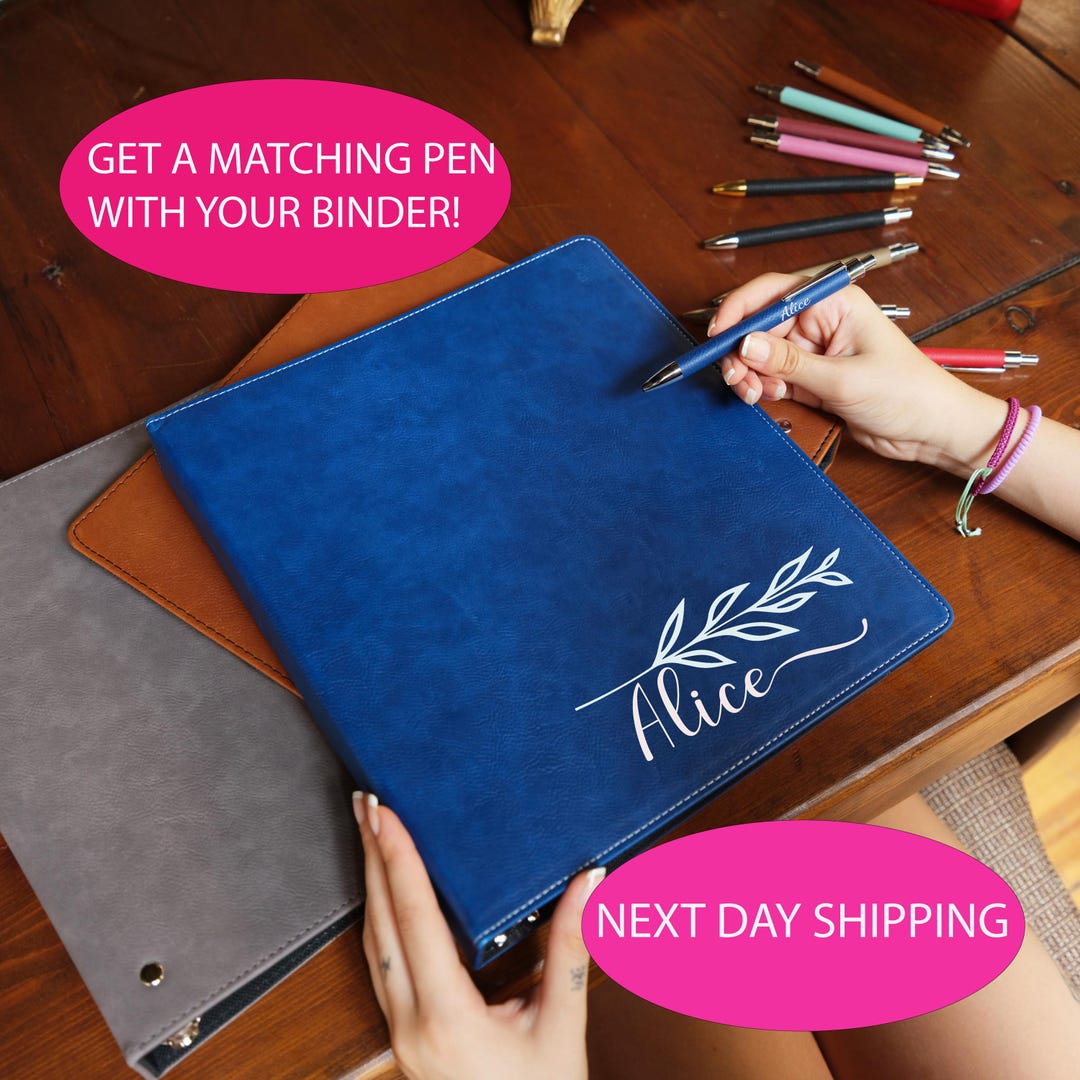 Business 3 Ring Binder, Custom Binder Cover, Engraved Binder, Vegan ...