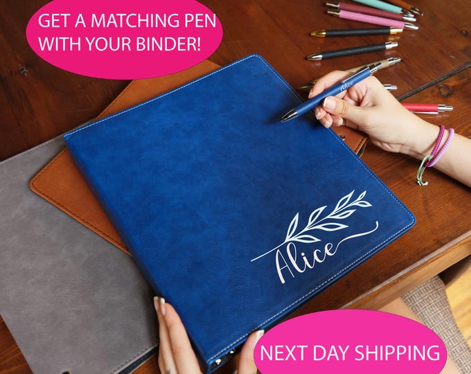Personalized Leather Binder, Customized Binder, Graduation Gift, Office ...