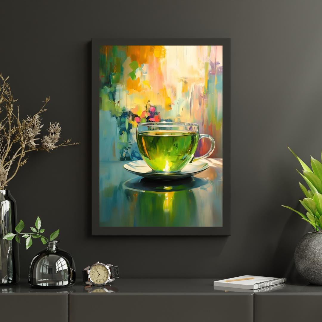 Abstract Green Tea Poster Modern Wall Decoration - Etsy