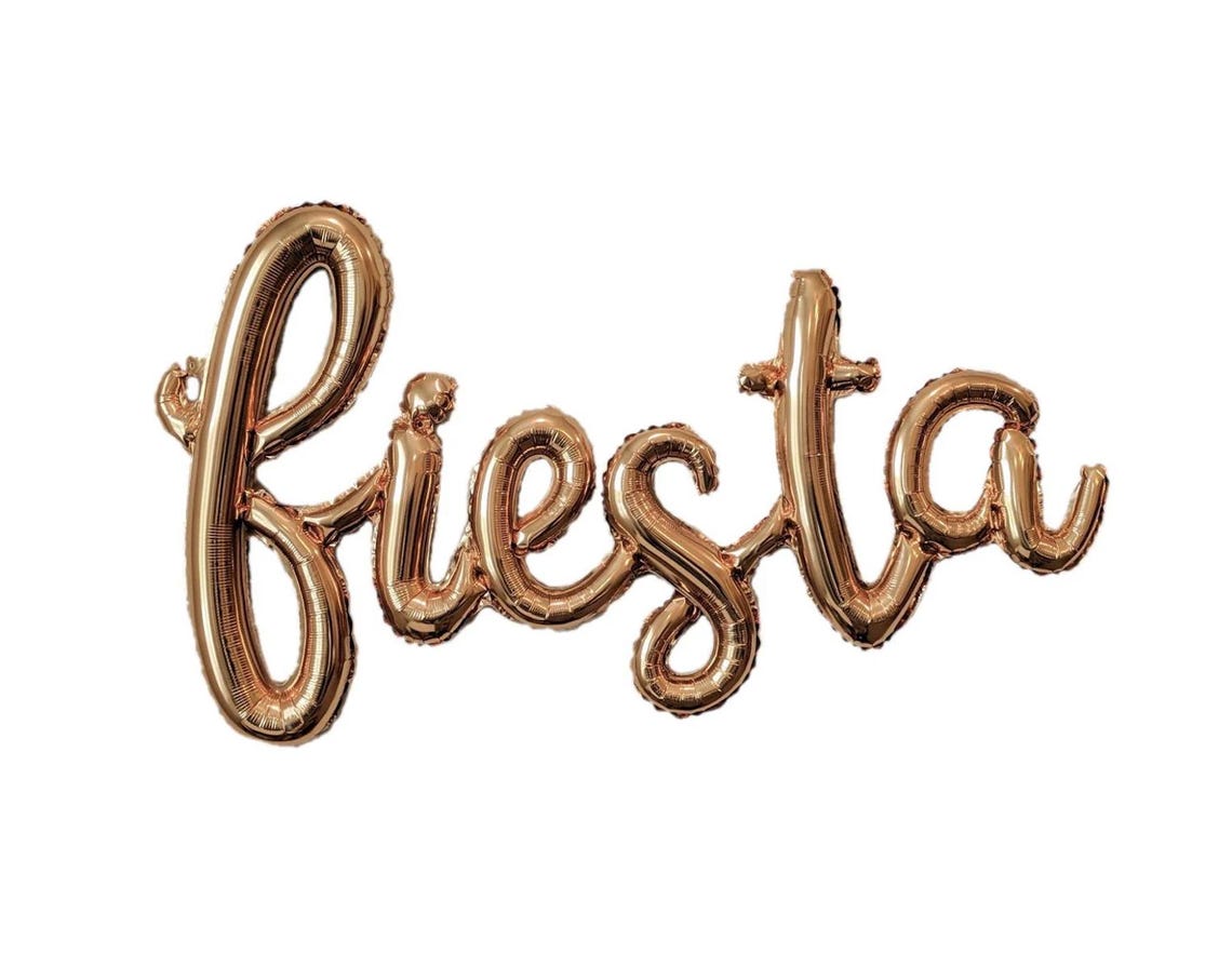 16" Script Cursive Balloon "fiesta" Foil Letters Bride Balloons Parties ...