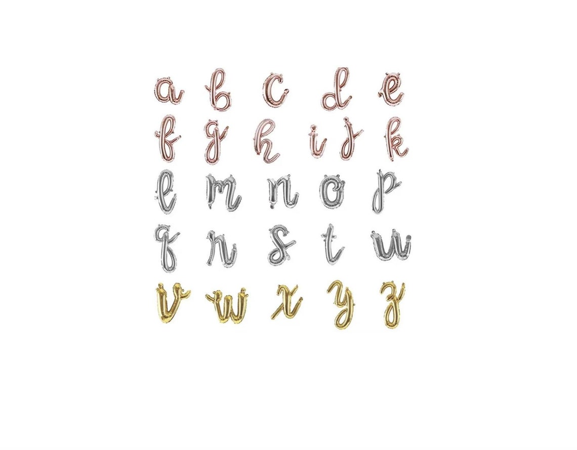16" Script Silver Gold Cursive Foil Letters Numbers Symbols Foil ...