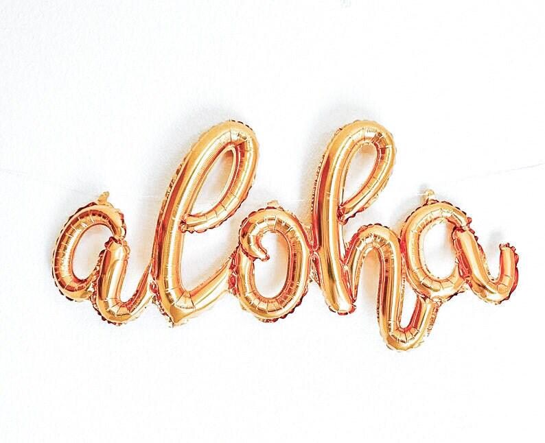 16" Script Cursive Balloon "aloha" Foil Letters Hello Balloons Parties ...