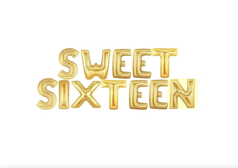 16" SWEET SIXTEEN Capital Balloons Happy Birthday Foil Letters Happy ...
