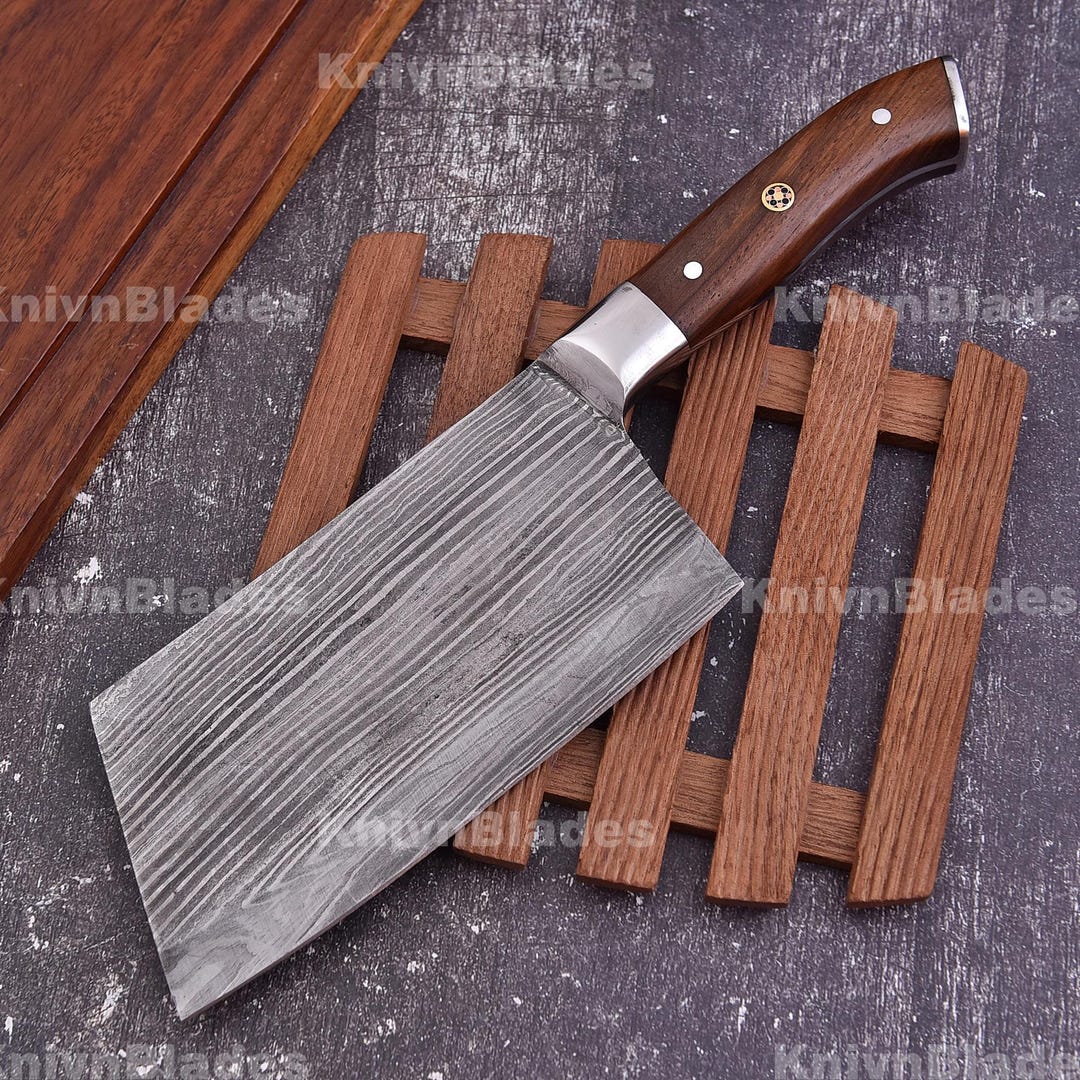 Handmade Damascus Steel Cleaver Knife Butcher Cleaver Meat Knife ...