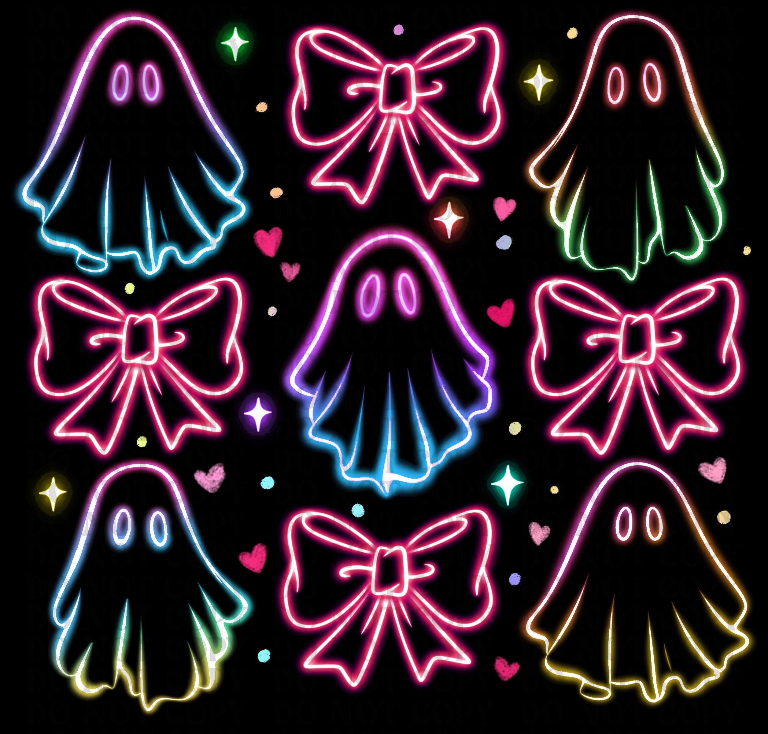 Halloween-neon_ghost DTF Transfers - Etsy
