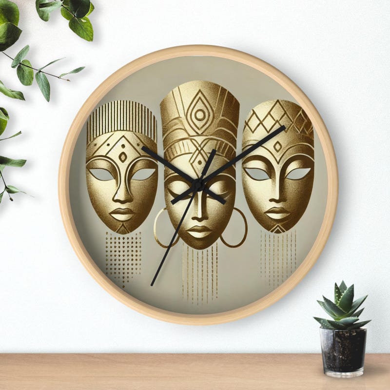 African Mask and Wall Clock - Etsy