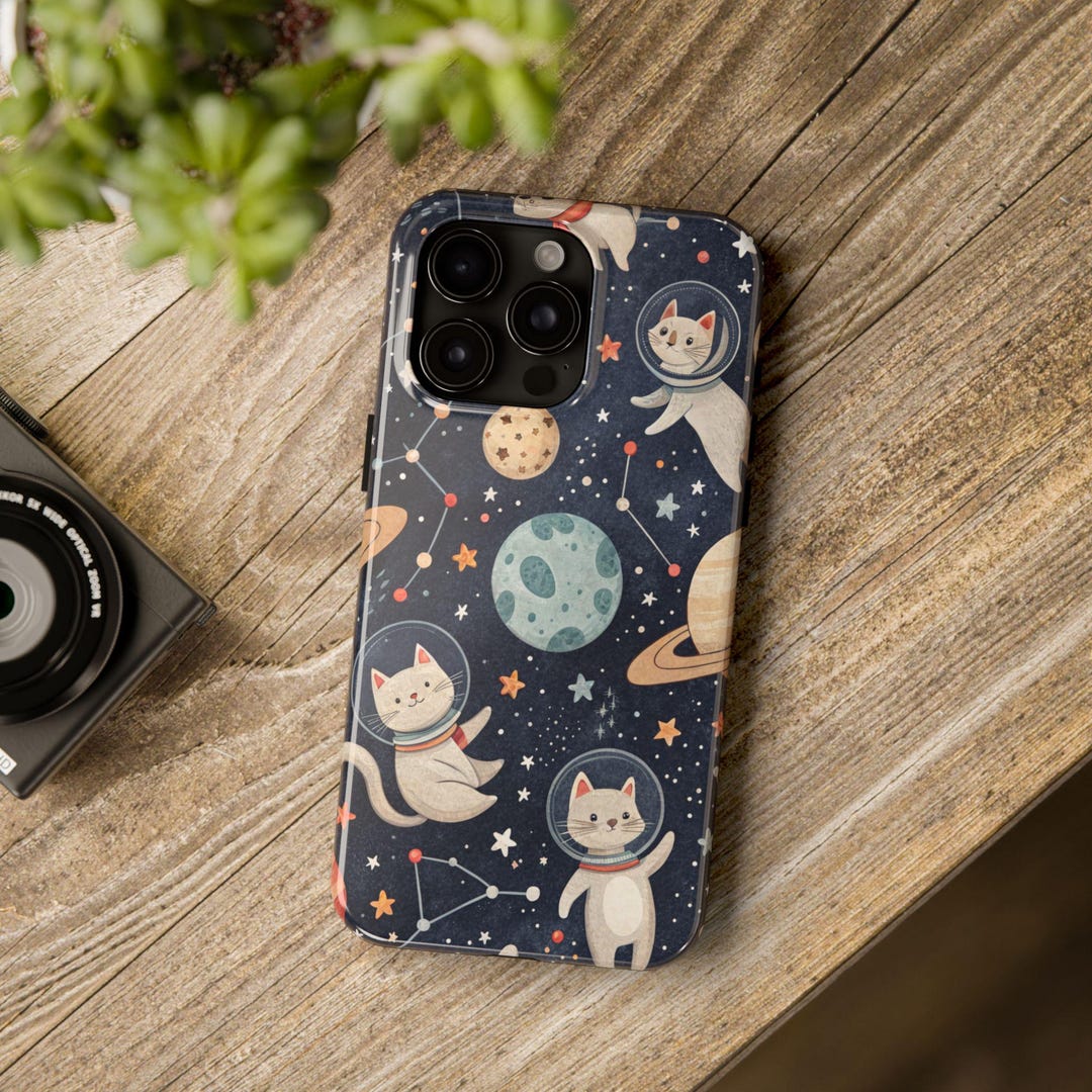 Galaxy Cat iPhone Case, Space Cat Phone Cover, Cute Kitty Design, Tough ...