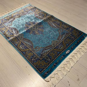2X3 Ft 1001 Nights Mini Silk Gift Rug, Table Mini Silk Rug, Persian ...