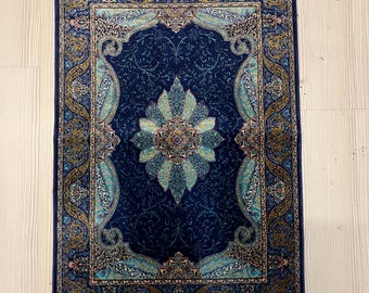 2X3 Ft 1001 Nights Mini Silk Gift Rug, Table Mini Silk Rug, Persian ...