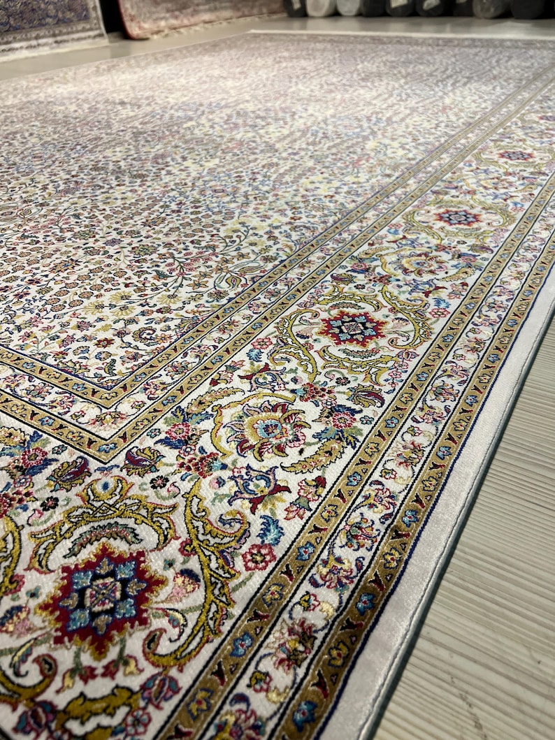 7x10 Flower Pattern Turkish Modal Silk Rug, Classic Oriental Area Rug ...