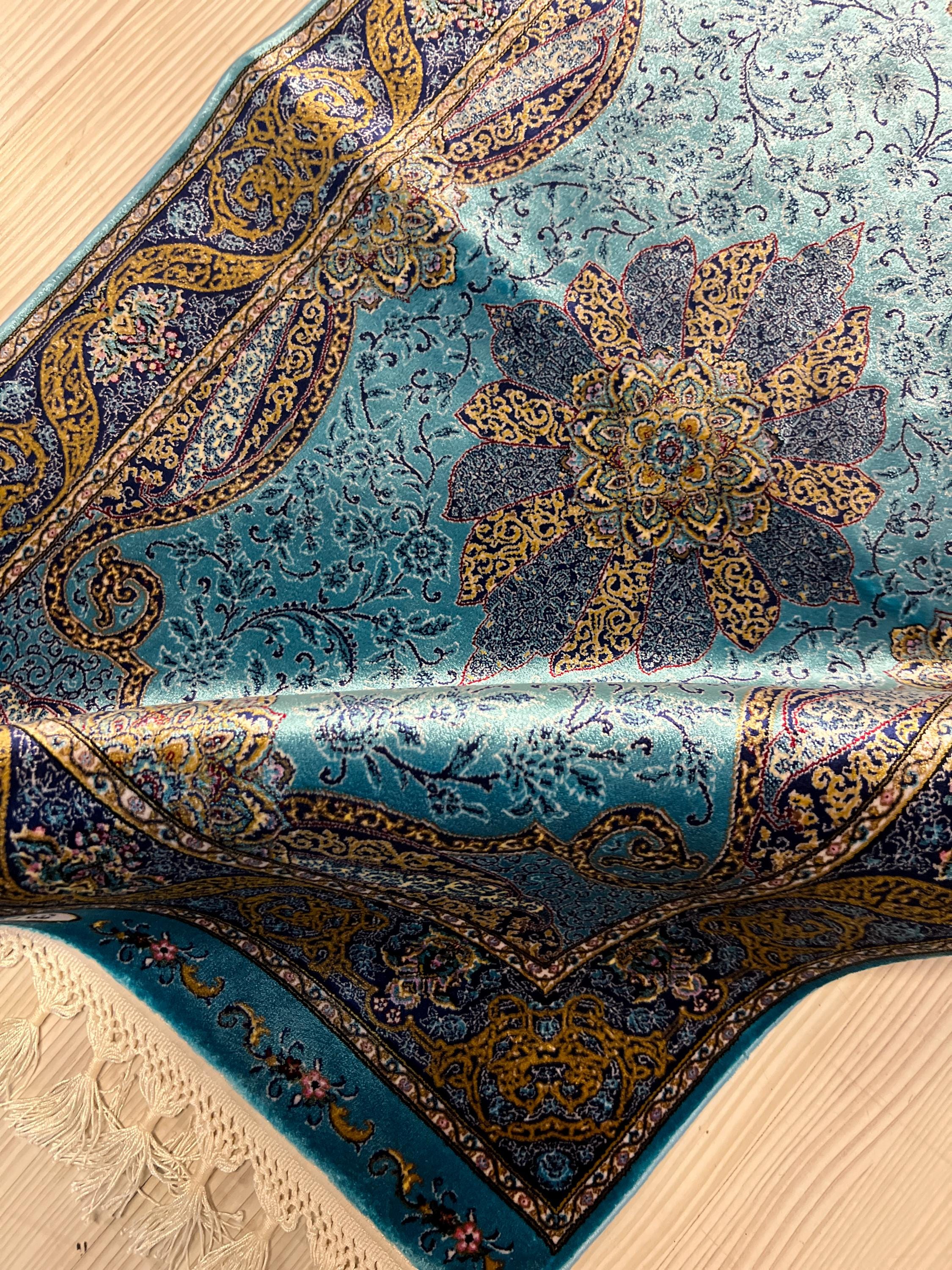 2X3 Ft 1001 Nights Mini Silk Gift Rug, Table Mini Silk Rug, Persian ...