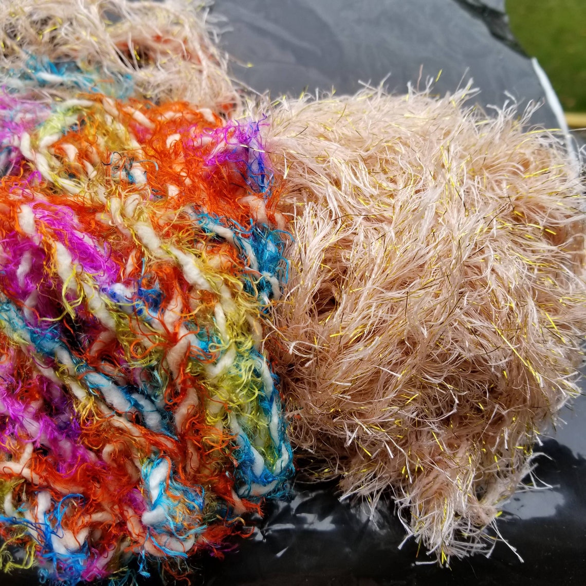 Multicolored Crocheted Carnival Brights Scarf in Oranges, Blues, Pinks ...