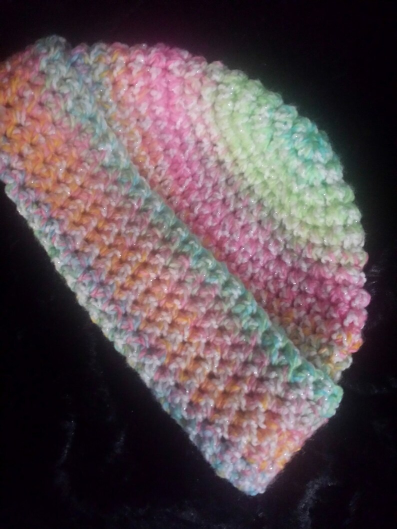 Hand Crocheted Metallic Winter Hat in Pastel Rainbow and White - Etsy