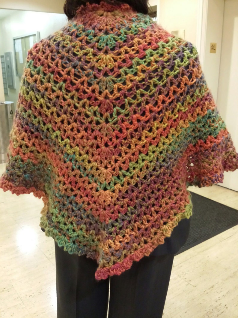 Earthtone Hand-crocheted Openwork Shawl - Etsy