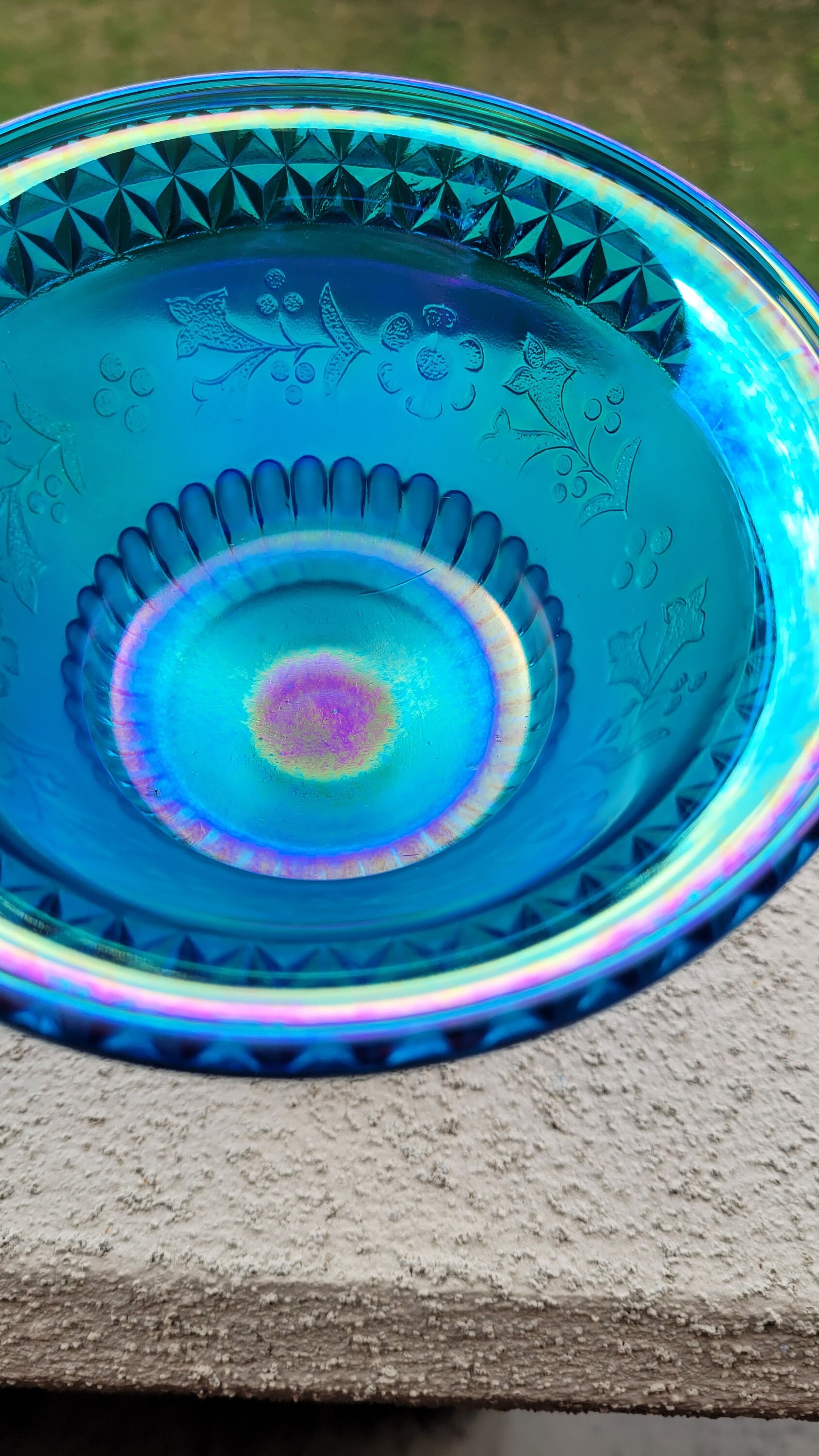 Iridescent Turquoise Fenton Carnival Embossed Candy Dish With Lid - Etsy