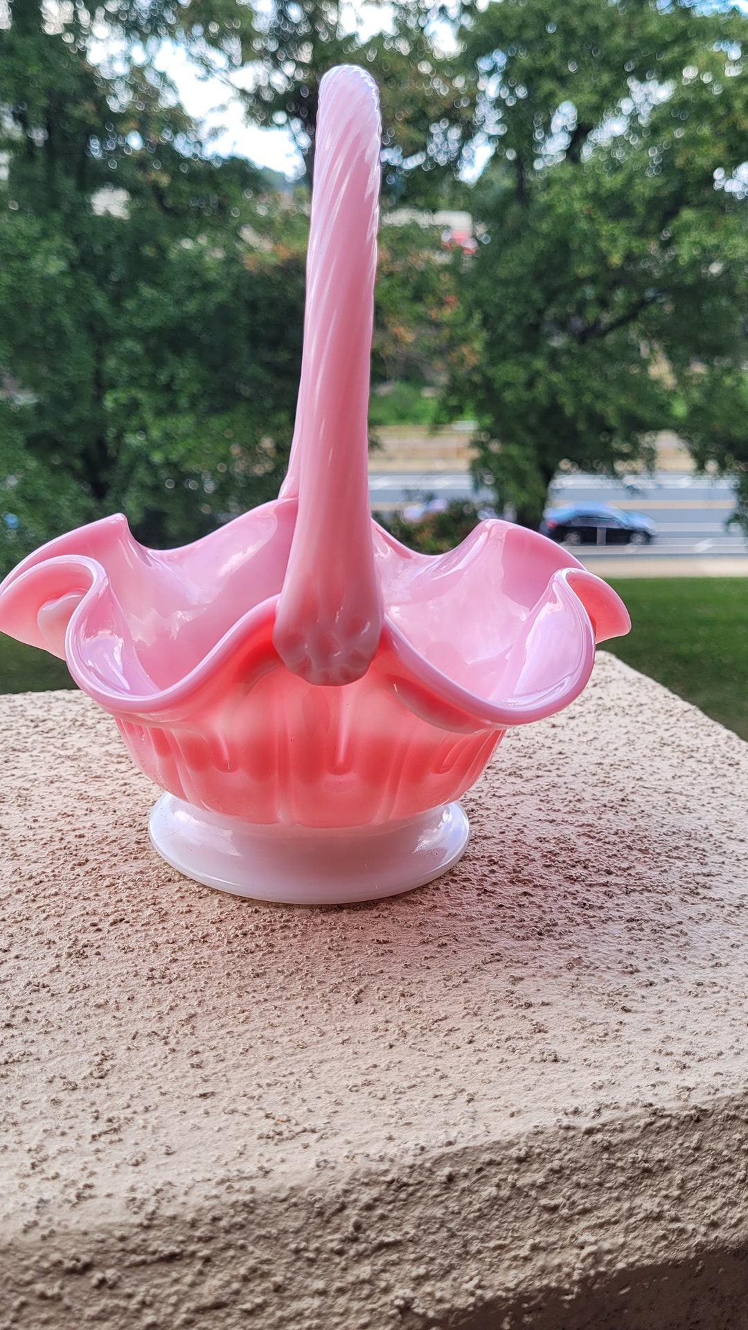 Pink Fenton Variegated Basket, Signed Bill Fenton - Etsy