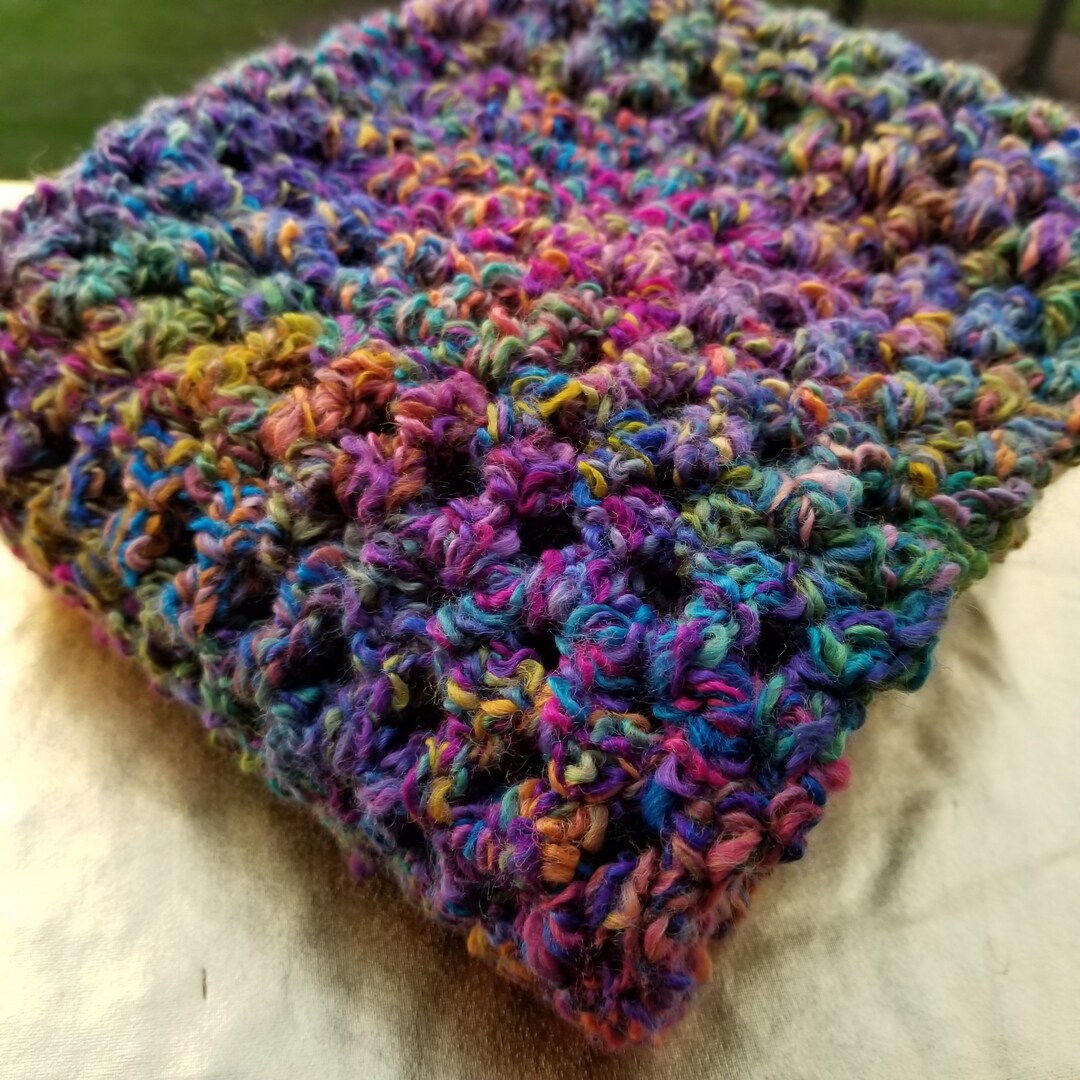 Hand-crocheted Scarf in Rainbow Boucle Yarn - Etsy