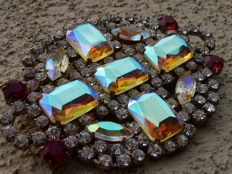 Vintage Pin or Brooch Aurora Borealis Crystal - Etsy