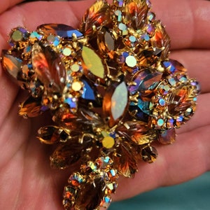 Vintage Parure, Topaz Colored Aurora Borealis Crystal Rhinestone ...