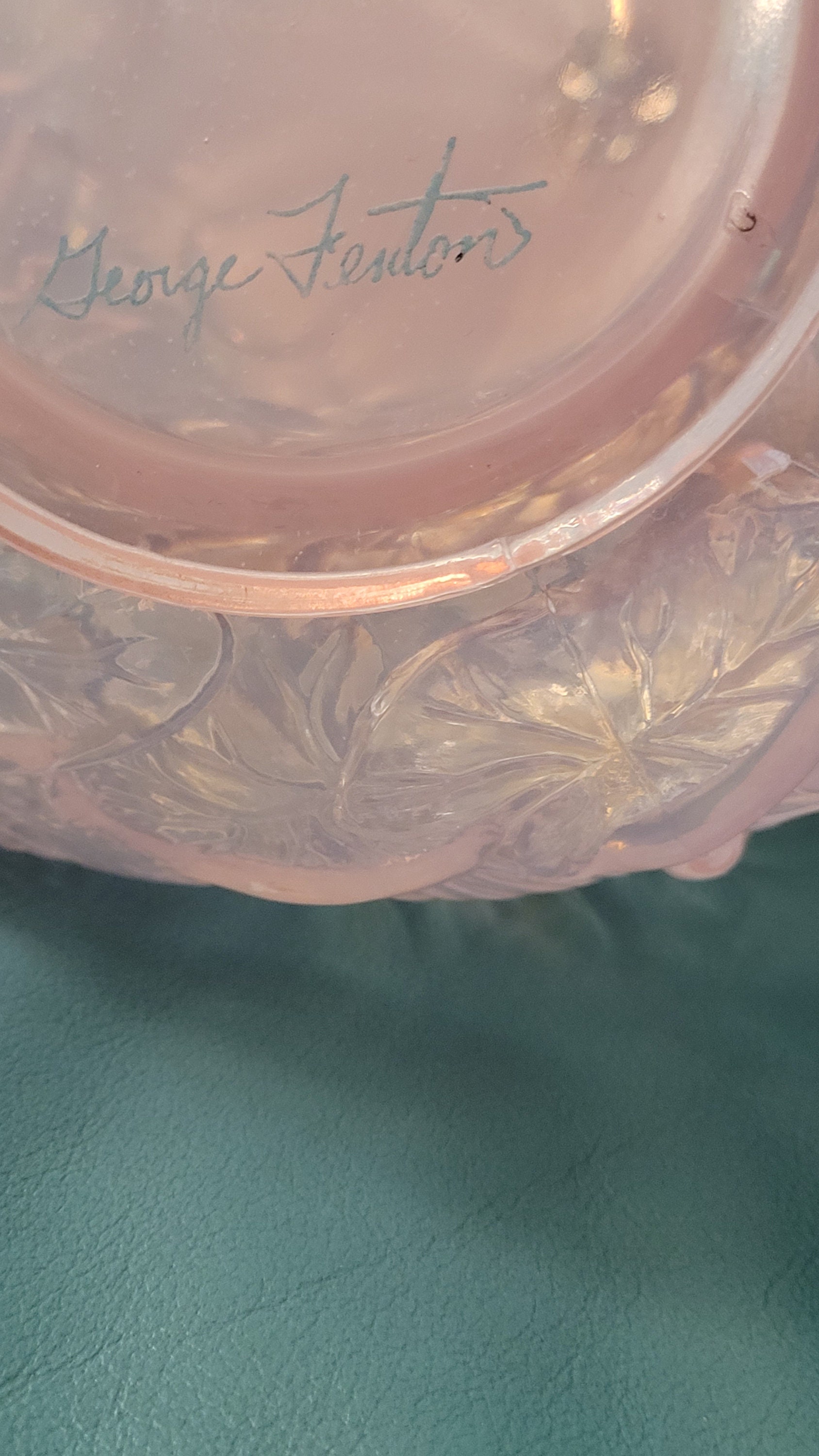 Iridescent White Fenton Carnival Swan Embossed Vase With Teal Edge - Etsy
