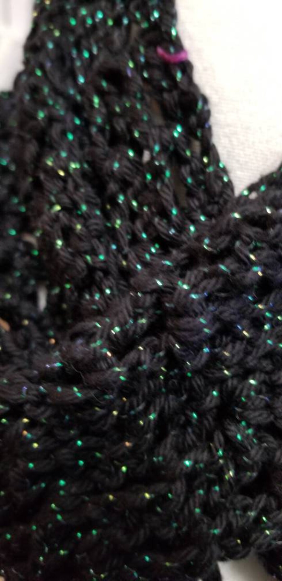 Beautiful, Metallic Black and Iridescent Aqua or Teal Hand-crocheted ...
