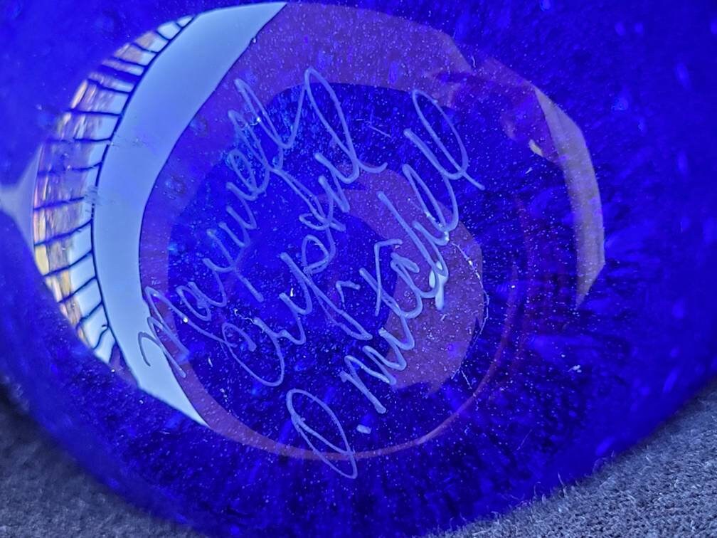 Cobalt Blue Art Glass Apple Paperweight, Signed, Maxwell Crystal ...