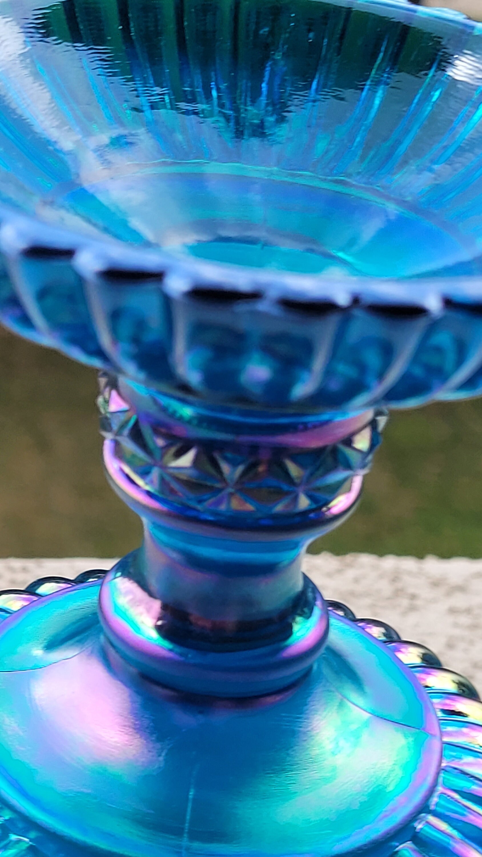 Iridescent Turquoise Fenton Carnival Embossed Candy Dish With Lid - Etsy