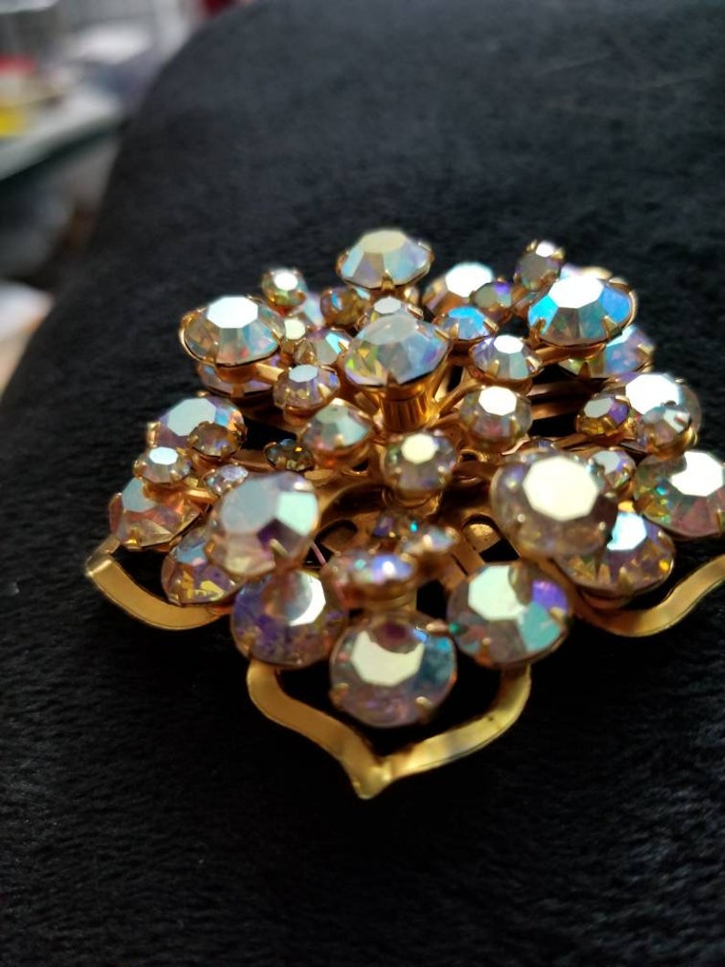 Vintage Star Shaped Aurora Borealis Rhinestone Pin or Brooch - Etsy