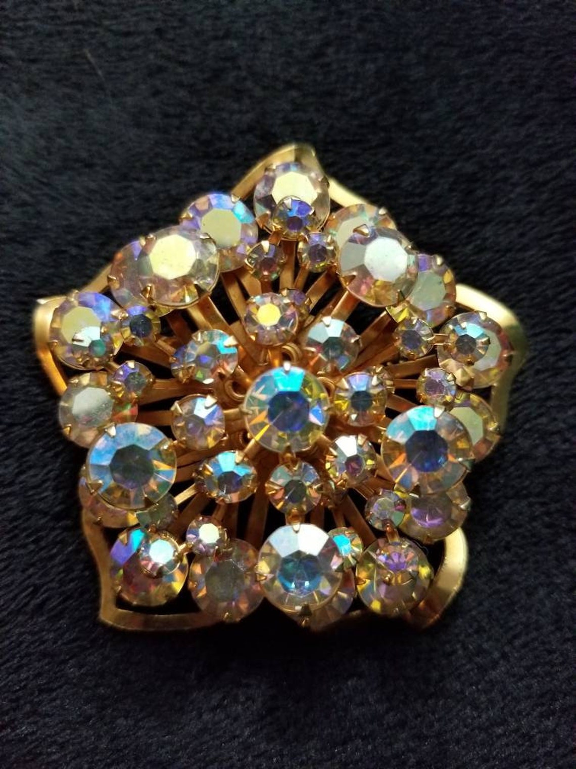 Vintage Star Shaped Aurora Borealis Rhinestone Pin or Brooch - Etsy