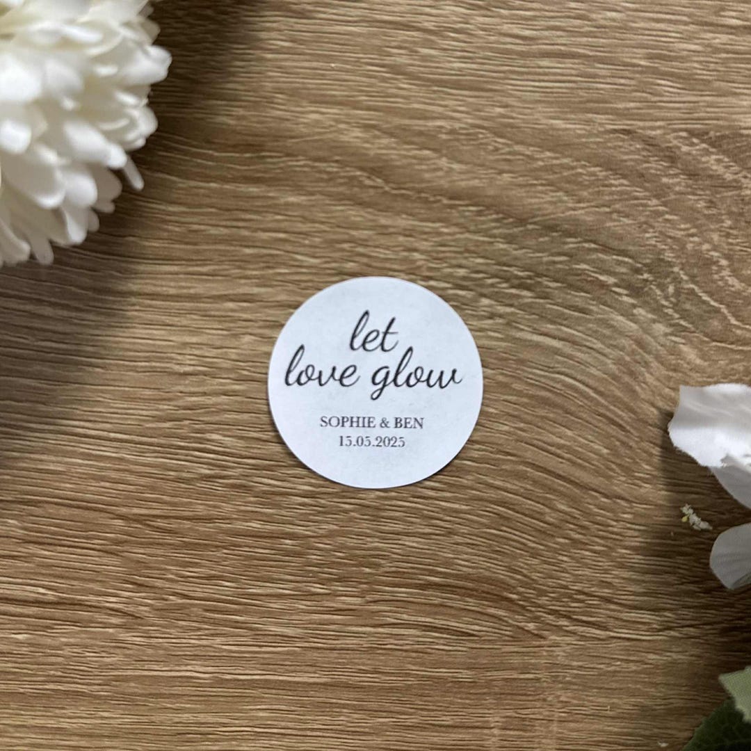 Personalized Wedding Glow Stick Stickers: Let Love Glow, Custom Names ...