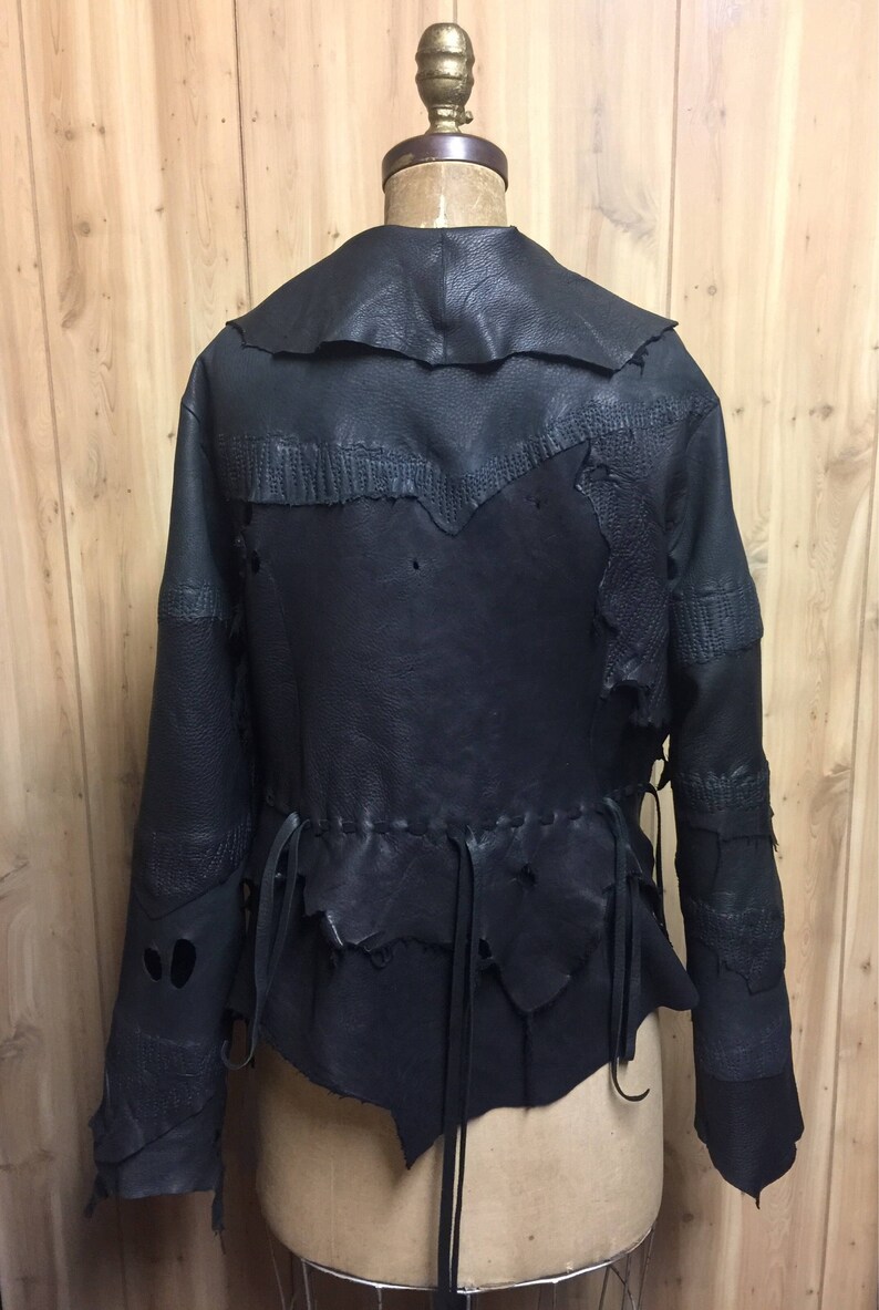 Tattered Leather Jacket Black Deerskin Leather Handmade | Etsy
