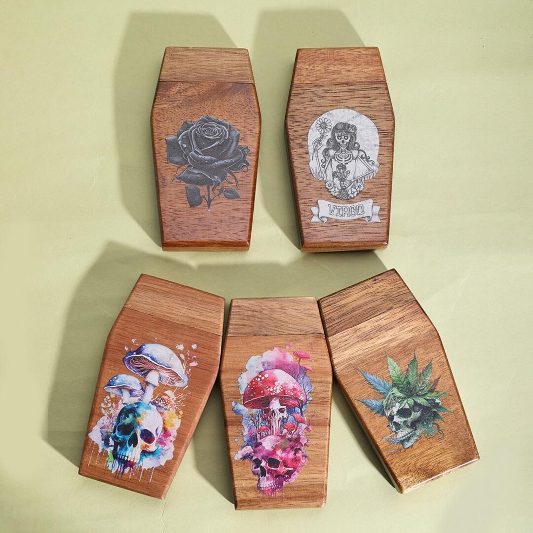 Handmade Wooden Coffin-shaped Cigarette Case With Ceramic Cigarette ...
