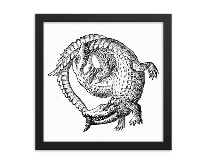 Antique Alchemy Engraving Alligator Oroborous Ring Illustration Wall ...