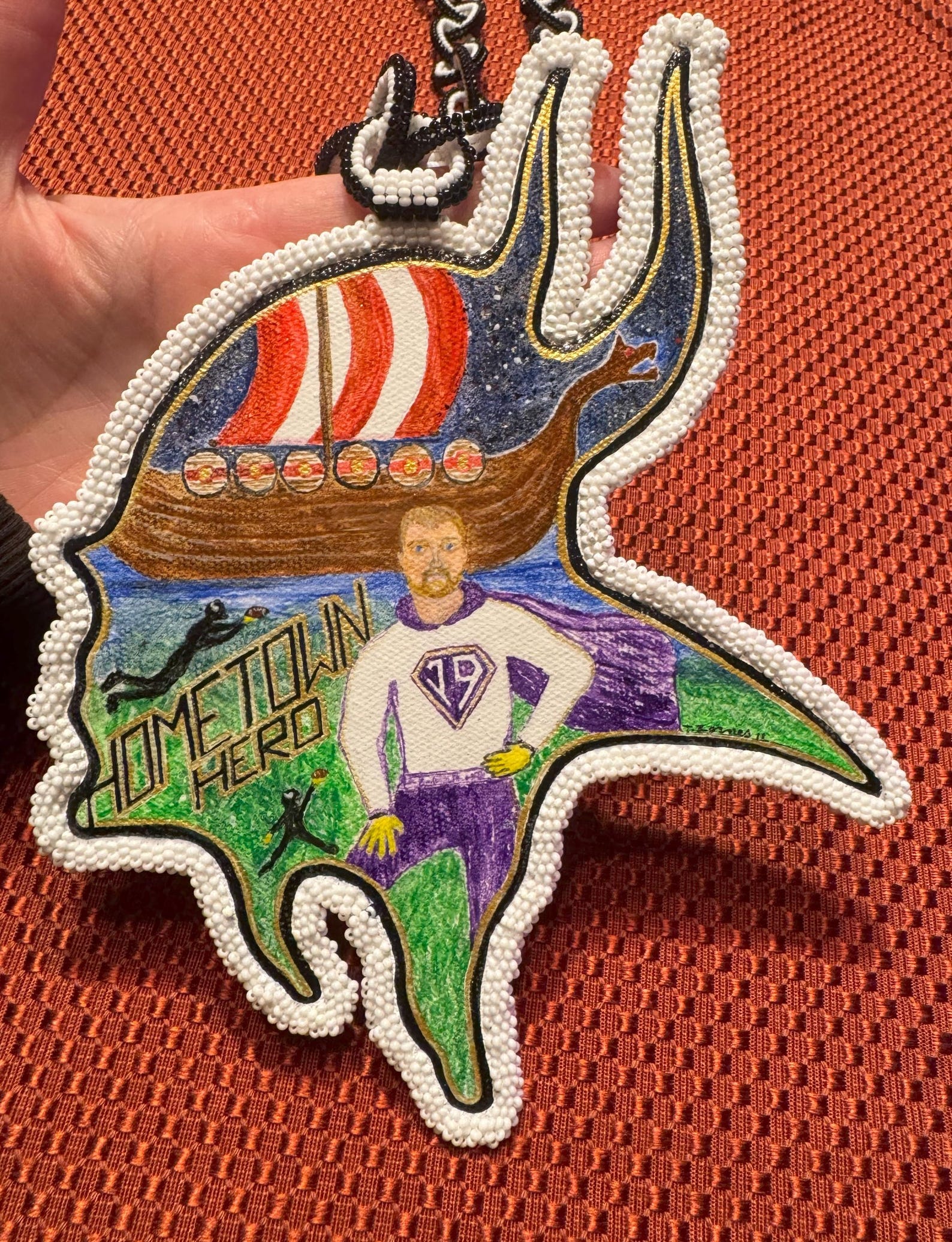 Hand Beaded Native American Medallion Viking Head - Etsy