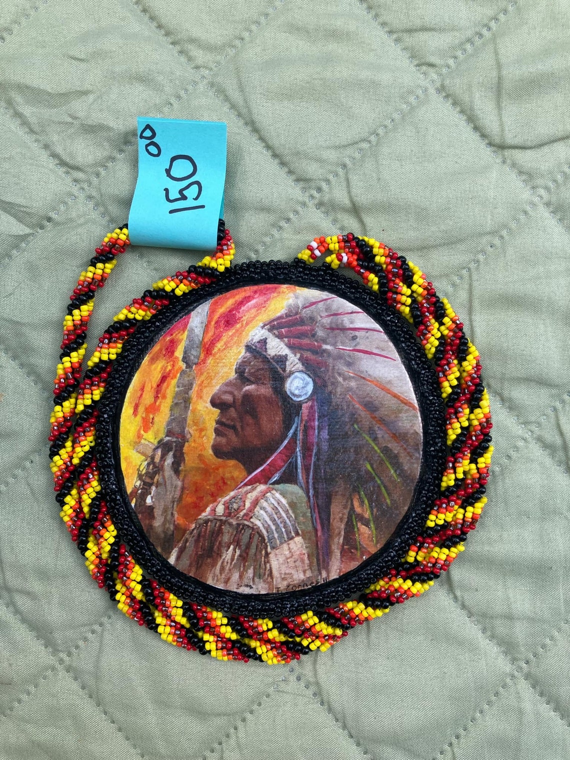 Native American Made Hand Beaded 2-sided Chief Medallion - Etsy