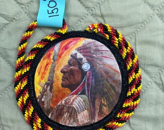 Native American Hand Beaded 2-sided Raven Eagle Medallion - Etsy