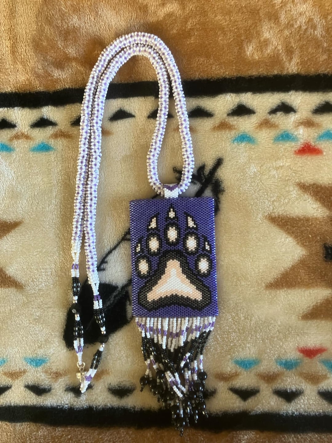 Hand Beaded Native American Medallion Bear Paw - Etsy
