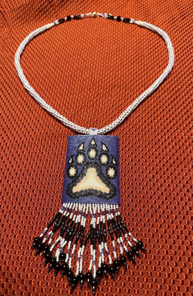 Hand Beaded Native American Medallion Bear Paw - Etsy
