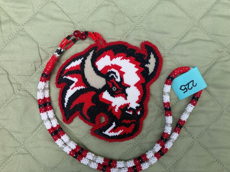 Hand Beaded Native American Buffalo 2-sided Medallion - Etsy