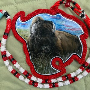 Hand Beaded Native American Buffalo 2-sided Medallion - Etsy