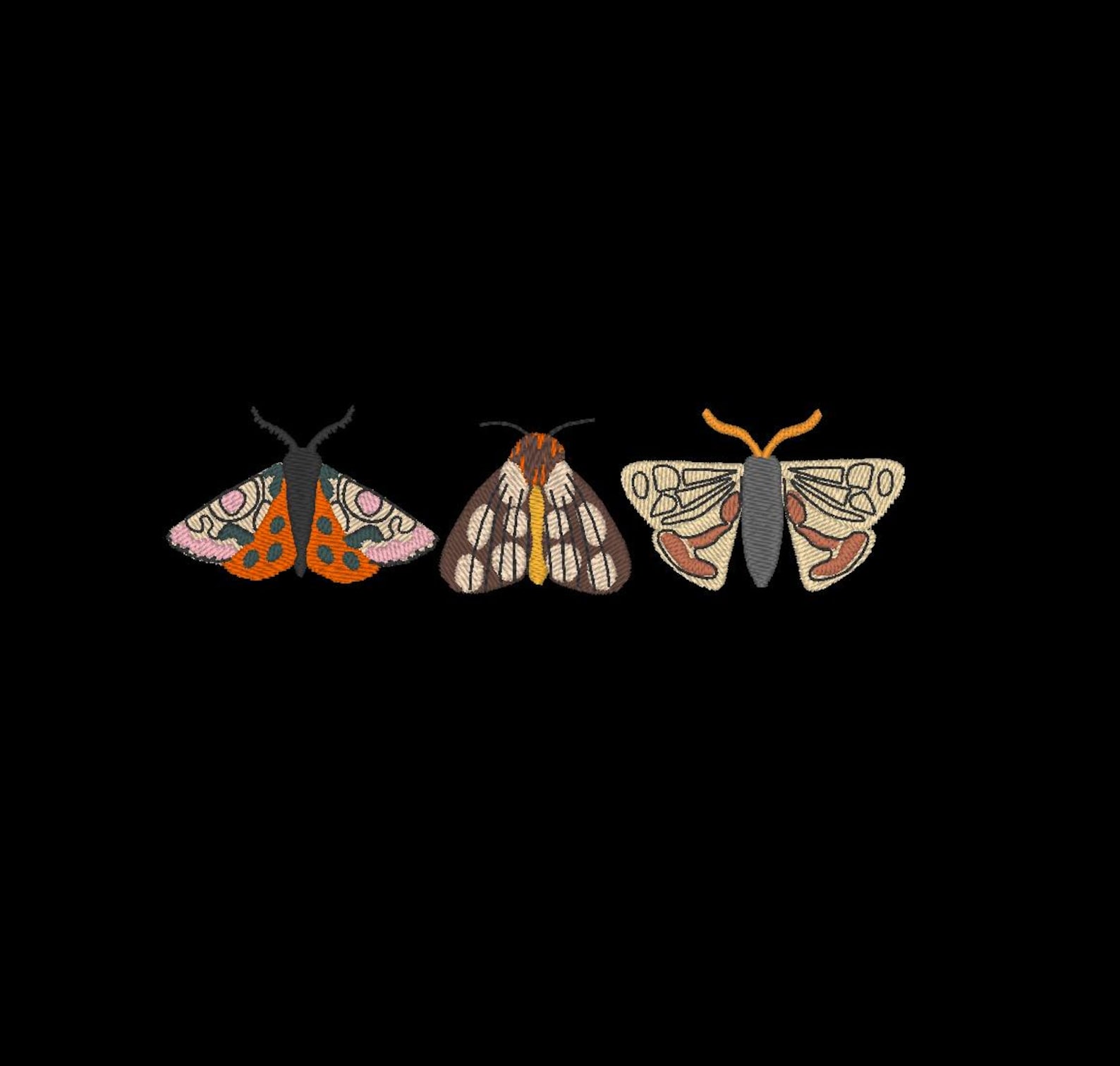 Moth Embroidery Designs File,trio Lunar Moth Embroidery Designs,trendy ...