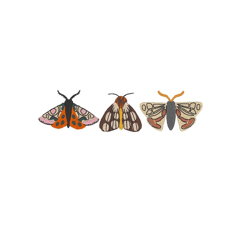 Moth Embroidery Designs File,trio Lunar Moth Embroidery Designs,trendy ...
