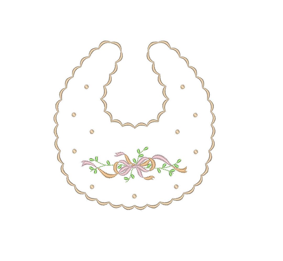 Floral Baby Bib Embroidery Design: Satin Stitch Frame (instant Download ...