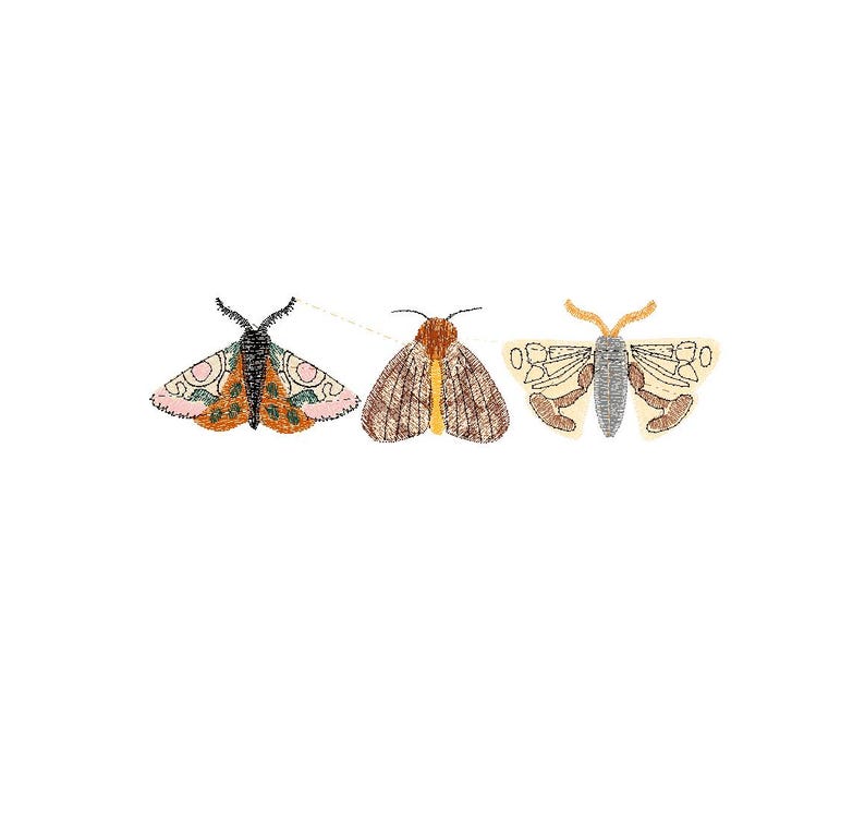Moth Embroidery Designs File,trio Lunar Moth Embroidery Designs,trendy Embroidery Designs,4 Size ...