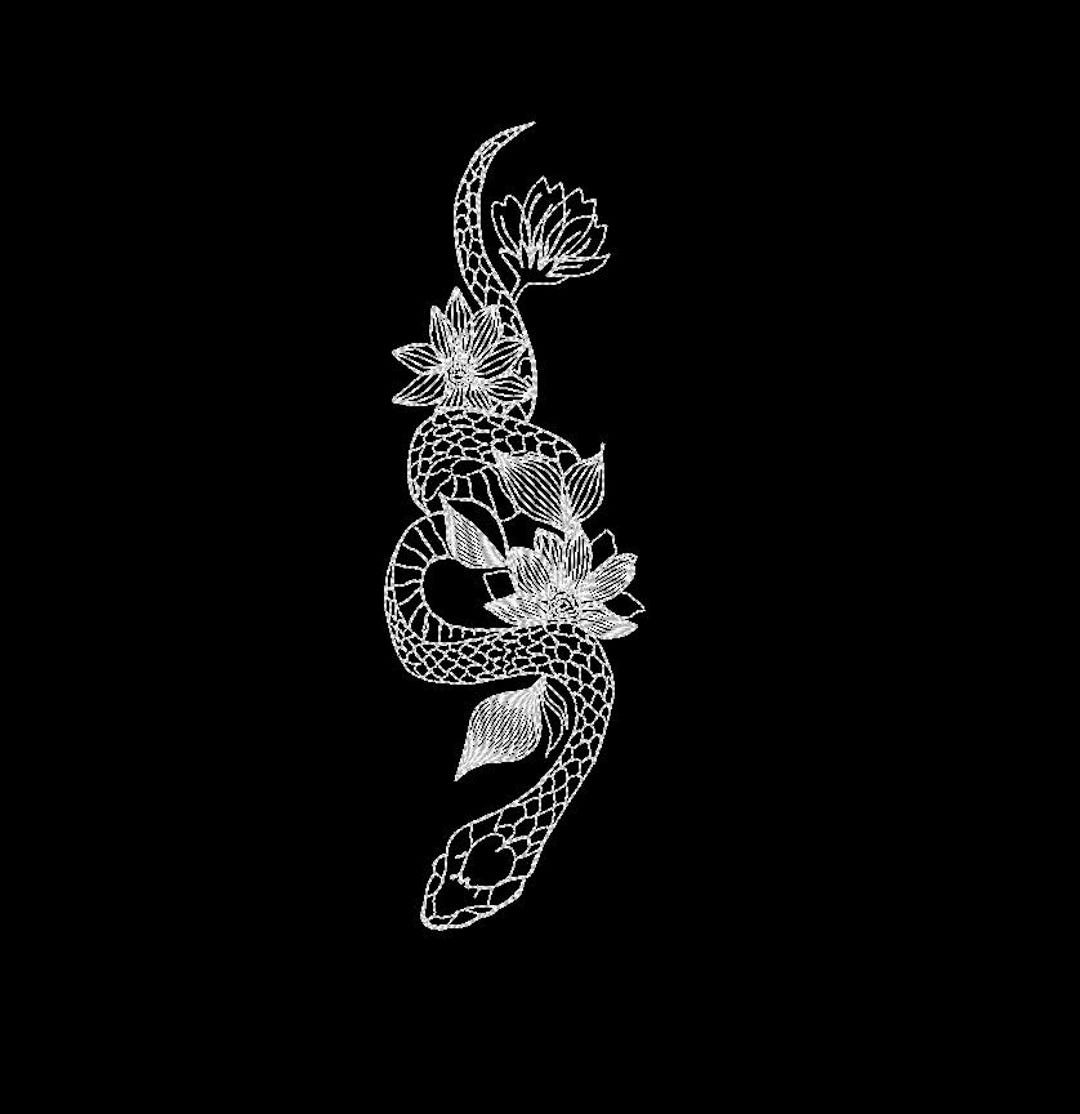 Japanese Snake Embroidery Design: Anime Line Art (instant Download) - Etsy