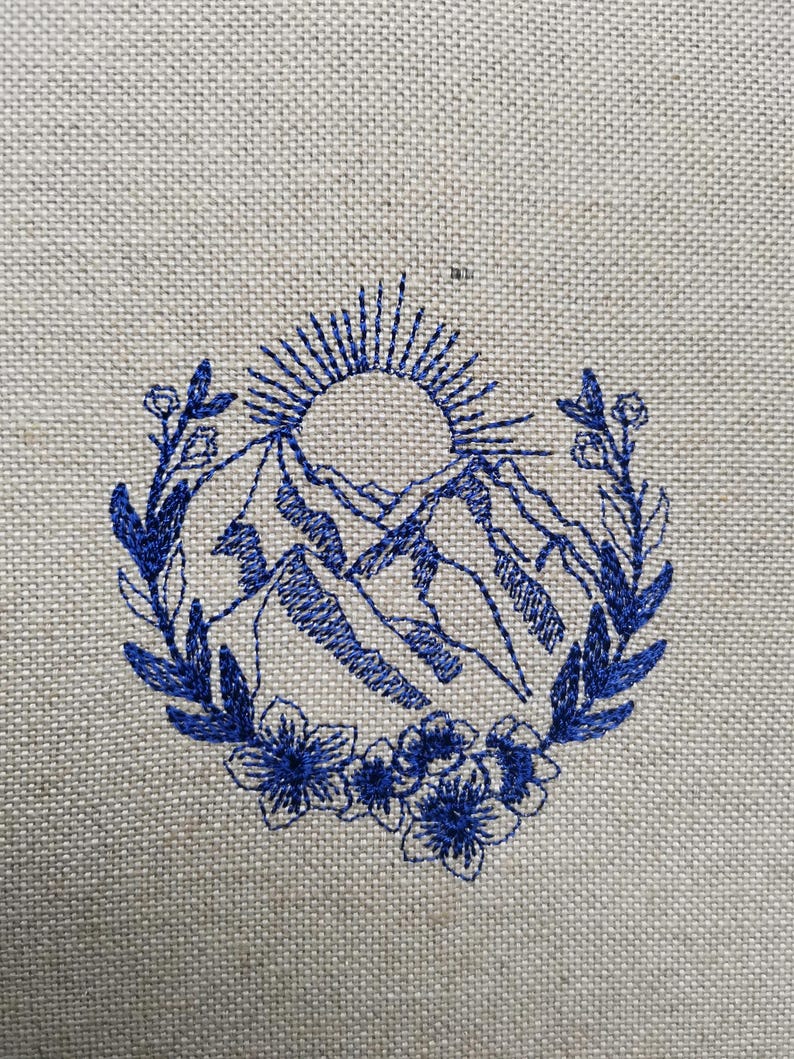 Mountain Embroidery Design,line Art Embroidery Design,bundle Mountain ...