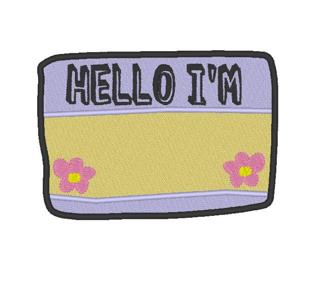 Hello I'm Name Tag Embroidery Design: Trendy Instant Download (4 Sizes ...